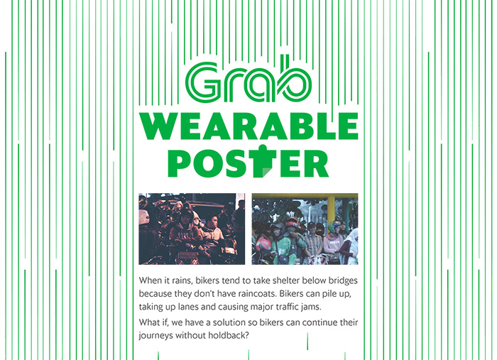 Grab把海报做成雨衣，收获一波“行走的广告牌” - 数英