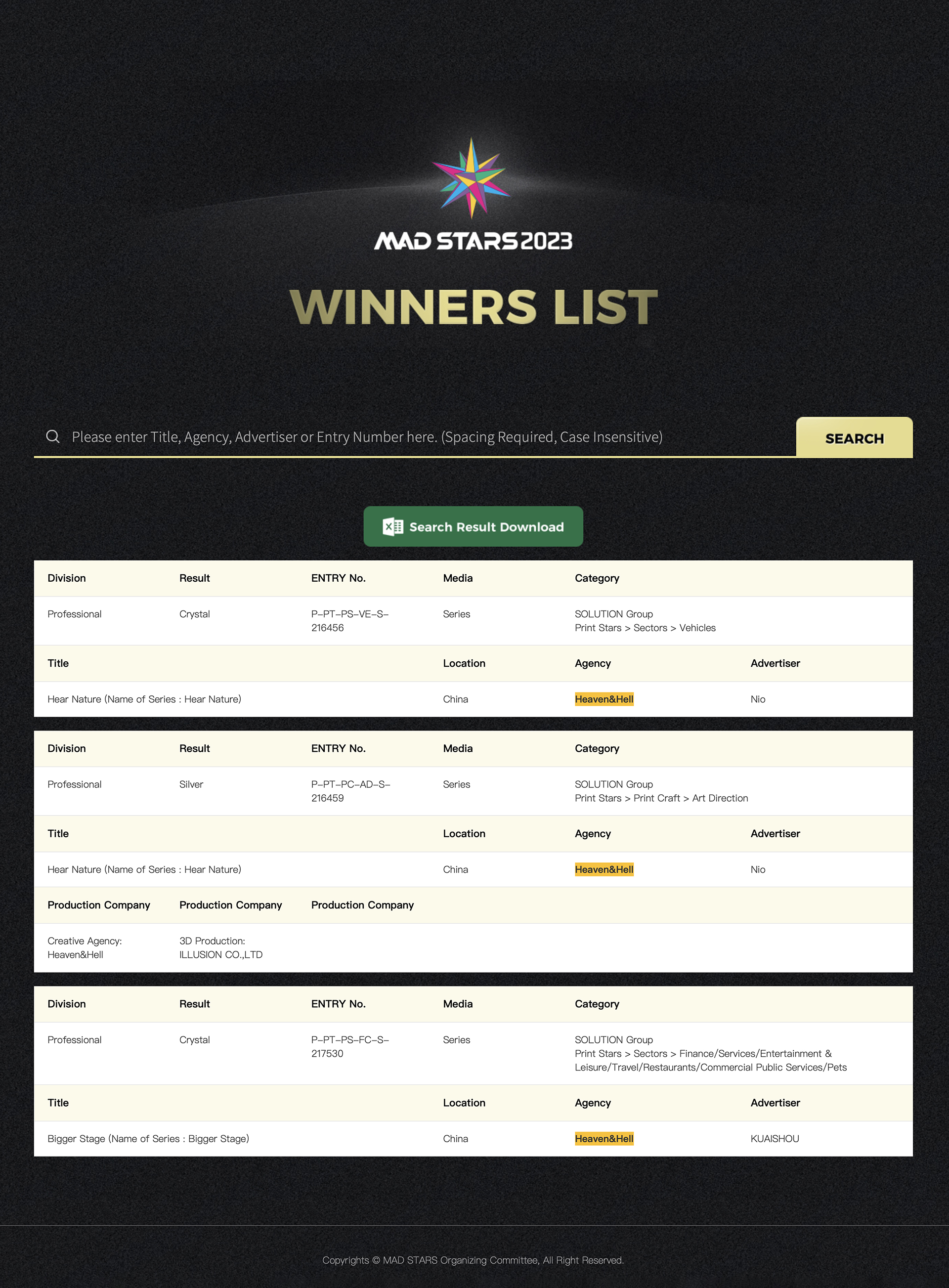 Heaven&Hell在釜山国际广告节（MAD STARS 2023）荣获1银2水晶 - 数英