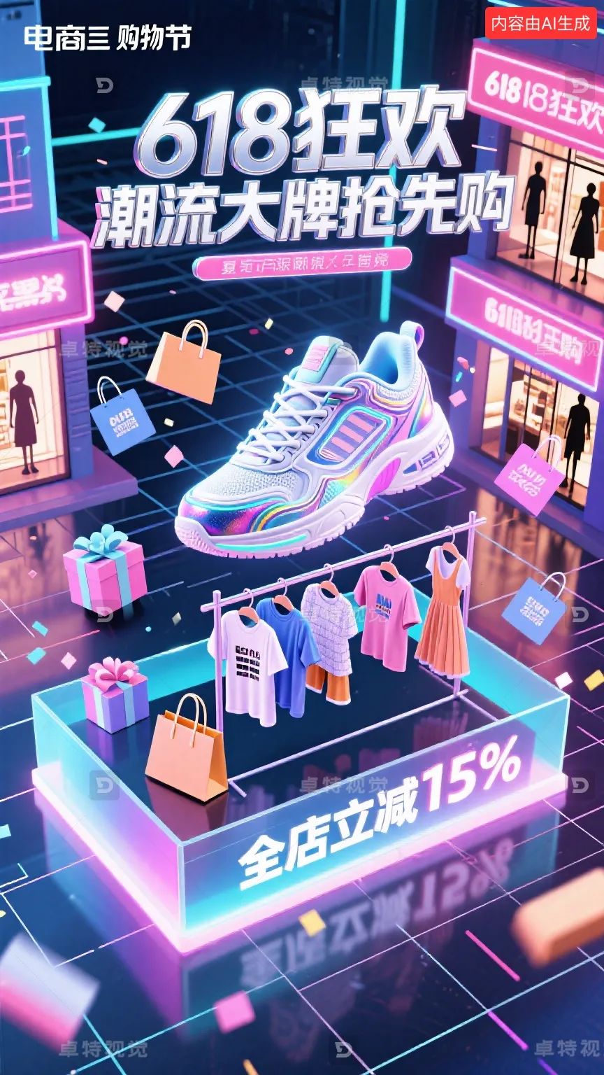 618 电商海报高效出图 | 9套618 AIGC描述词复制描述一键直出 - 卓特视觉（含家电 / 母婴 / 数码 / 健康等） - 数英